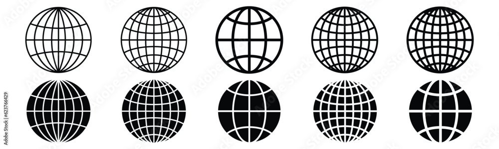 World icon set. Earth Illustration. Globe Symbol icon. Planet Symbol ...