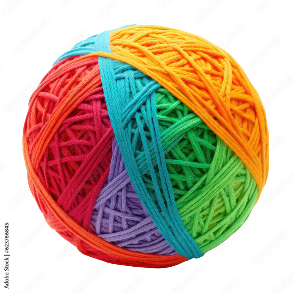 Colorful Yarn Ball Isolated on Transparent Background - Generative AI ...