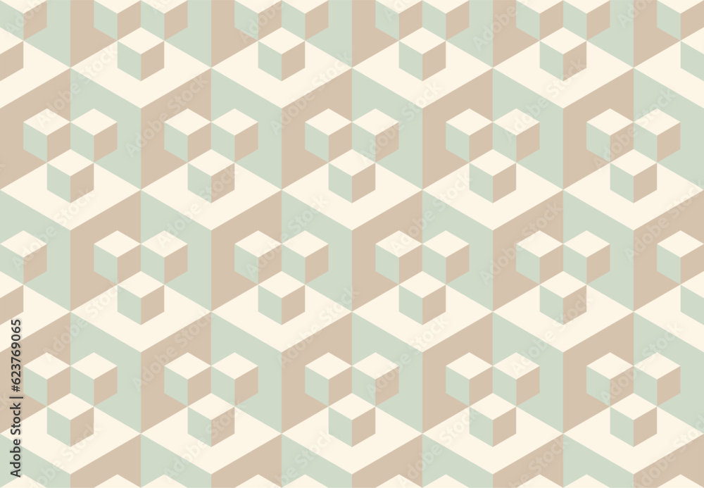 Seamless vector 3D geometric pattern with cubes and optical illusions ...