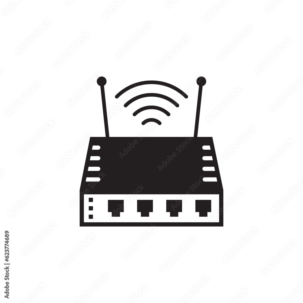 Router vector icon. Router flat sign design. Router distance symbol ...