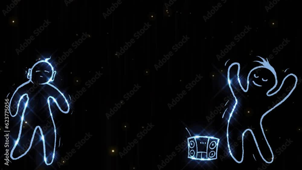 Funny dancing cartoon people. Animation of two characters dancing near ...