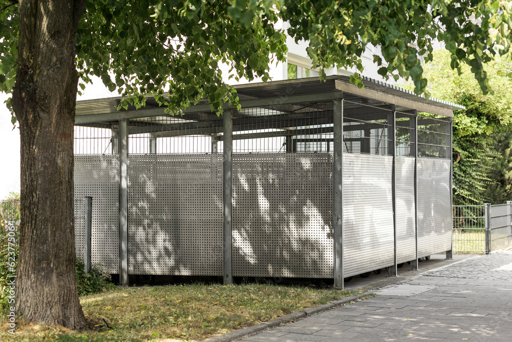 Garbage Storage Room with Trash Cans on Street in Europe, Germany ...