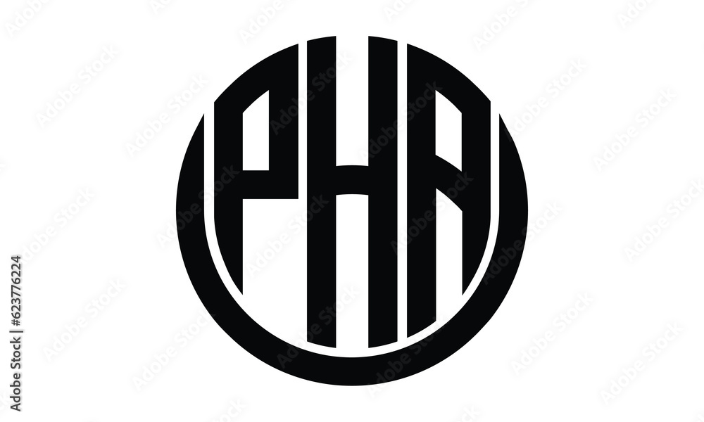 PHA shield in circle logo design vector template. lettermrk, wordmark ...