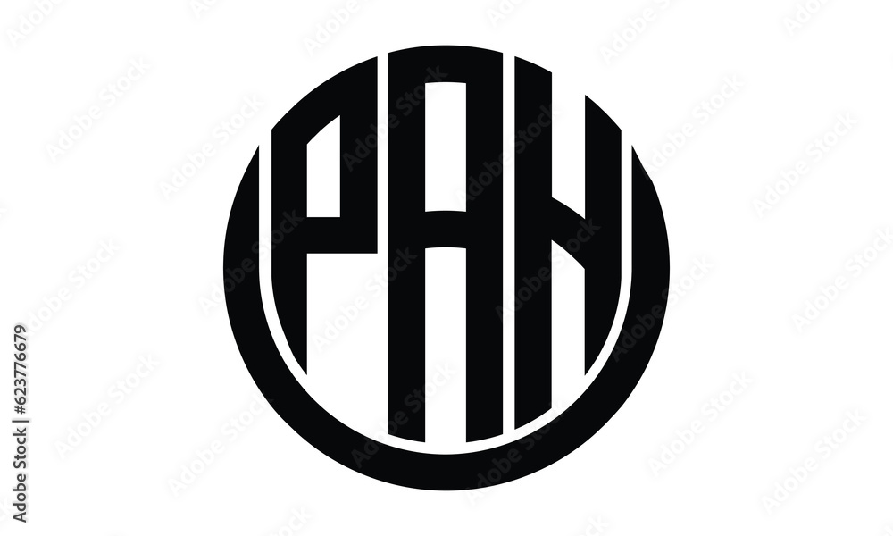 PAH shield in circle logo design vector template. lettermrk, wordmark, monogram symbol on white ...