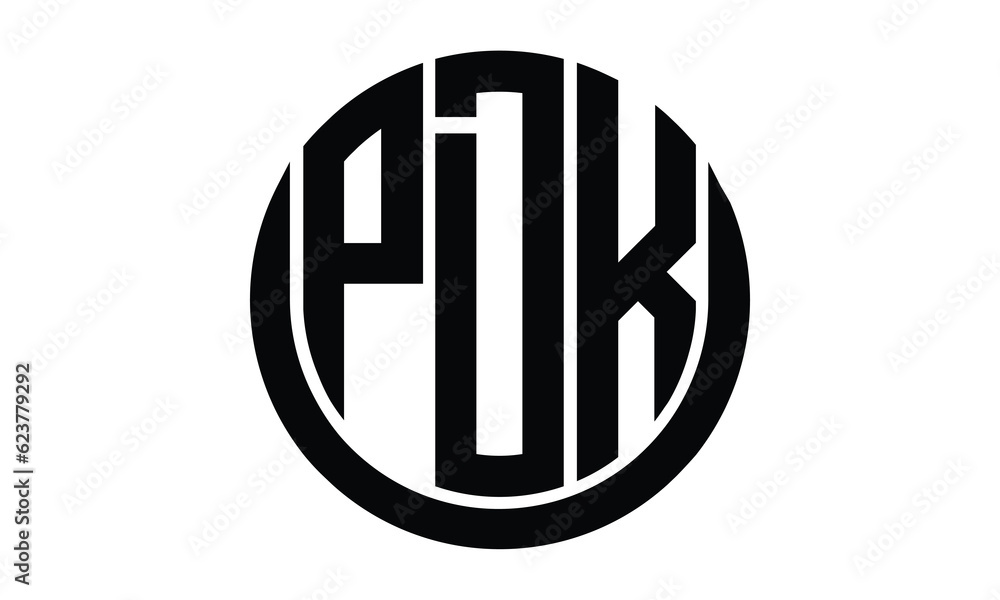 PDK shield in circle logo design vector template. lettermrk, wordmark ...