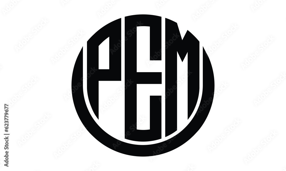 PEM shield in circle logo design vector template. lettermrk, wordmark ...