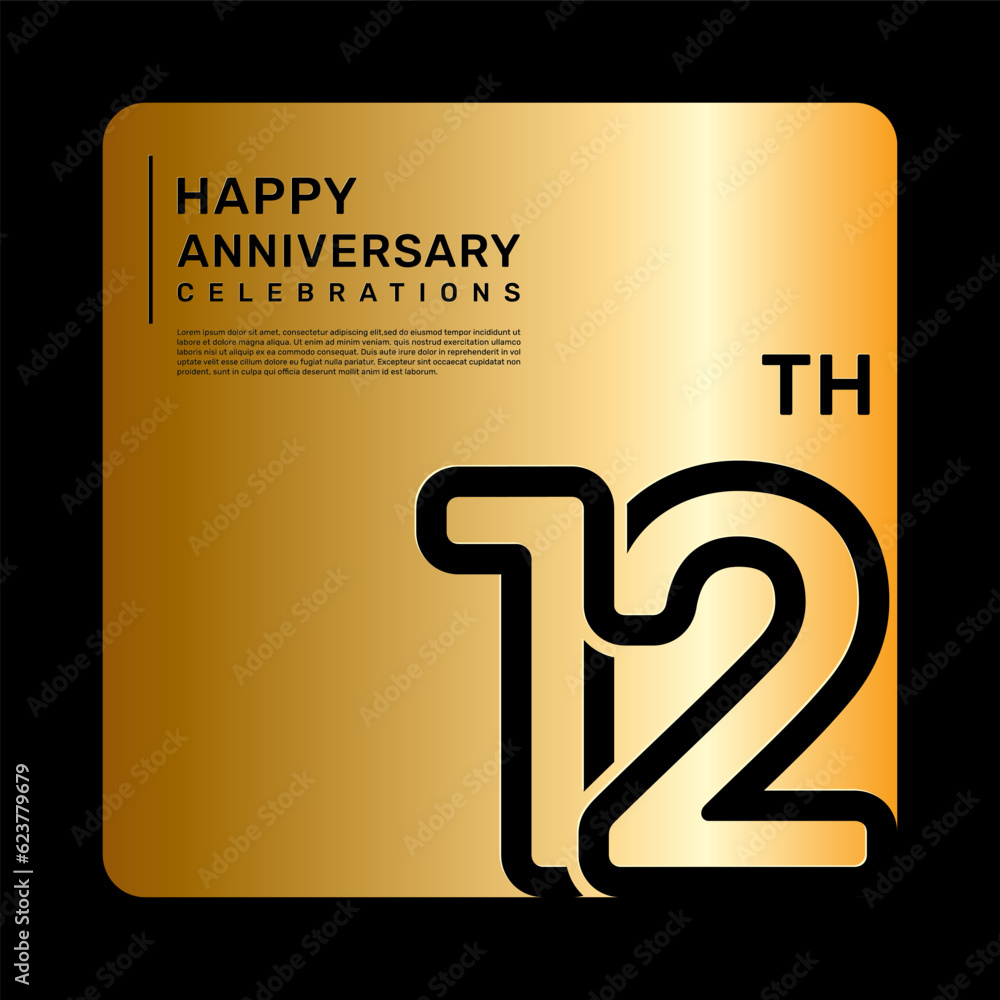 12th anniversary celebration template design with simple and luxury ...