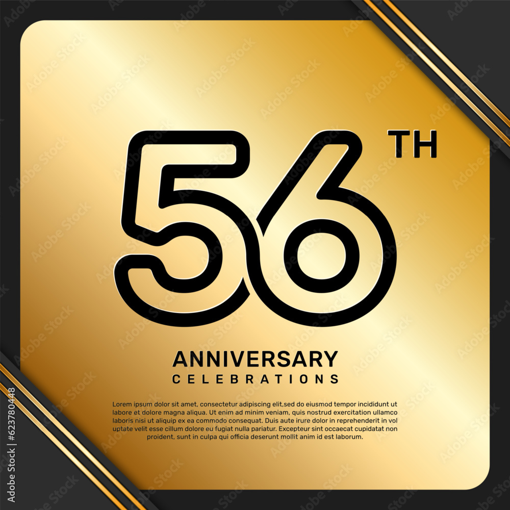 56th anniversary celebration template design with simple and luxury ...