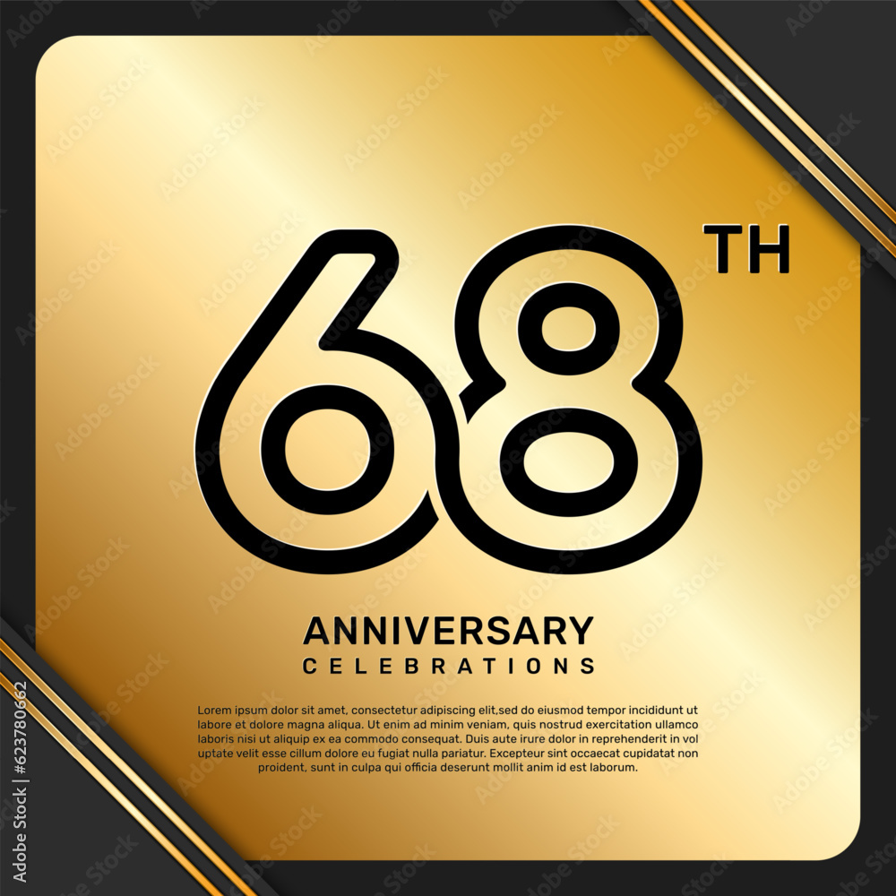 68th anniversary celebration template design with simple and luxury ...