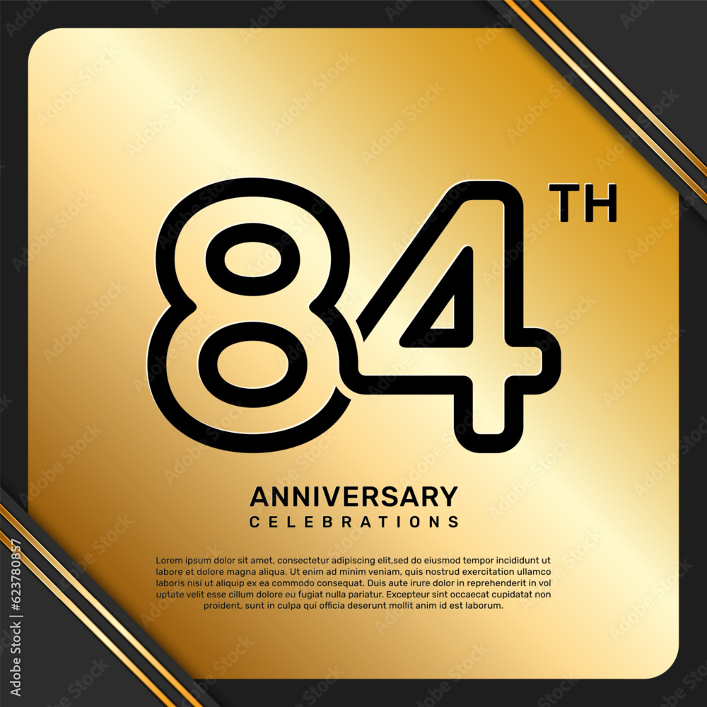 84th anniversary celebration template design with simple and luxury ...