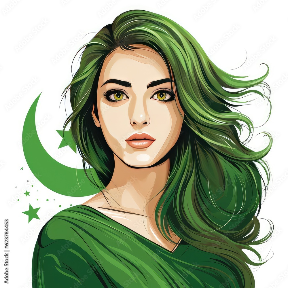 2d Pakistan girl art for 14 august celebration Stock Illustration ...