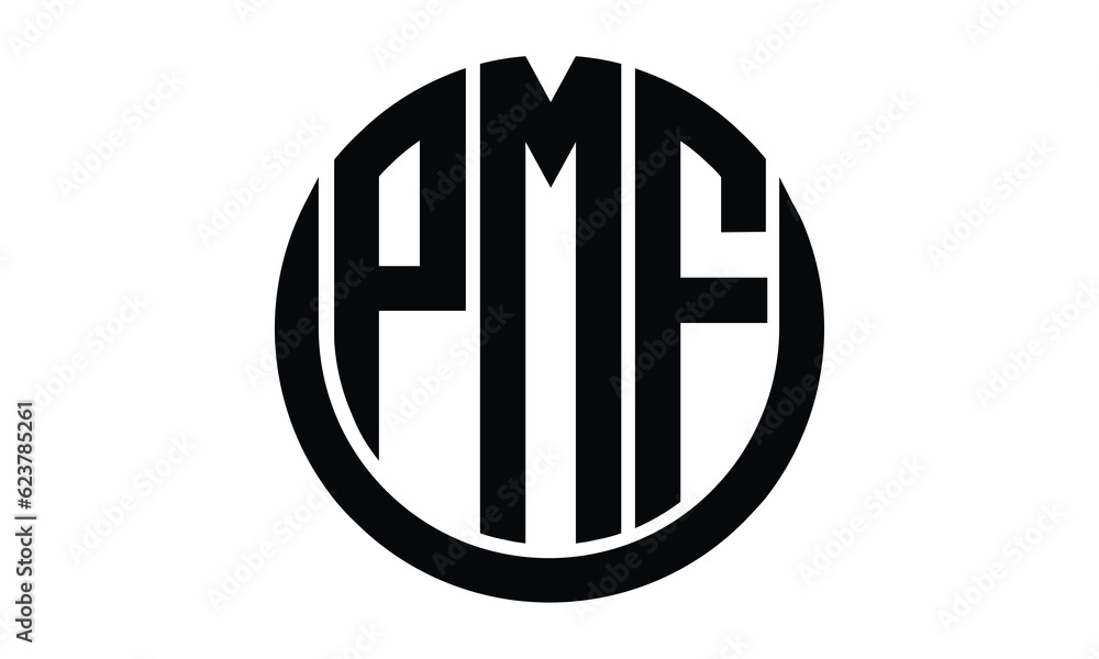 PMF shield in circle logo design vector template. lettermrk, wordmark ...
