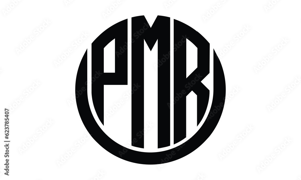 PMR shield in circle logo design vector template. lettermrk, wordmark ...