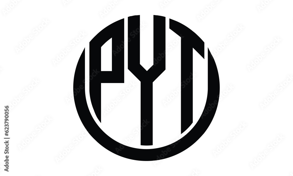 PYT shield in circle logo design vector template. lettermrk, wordmark ...
