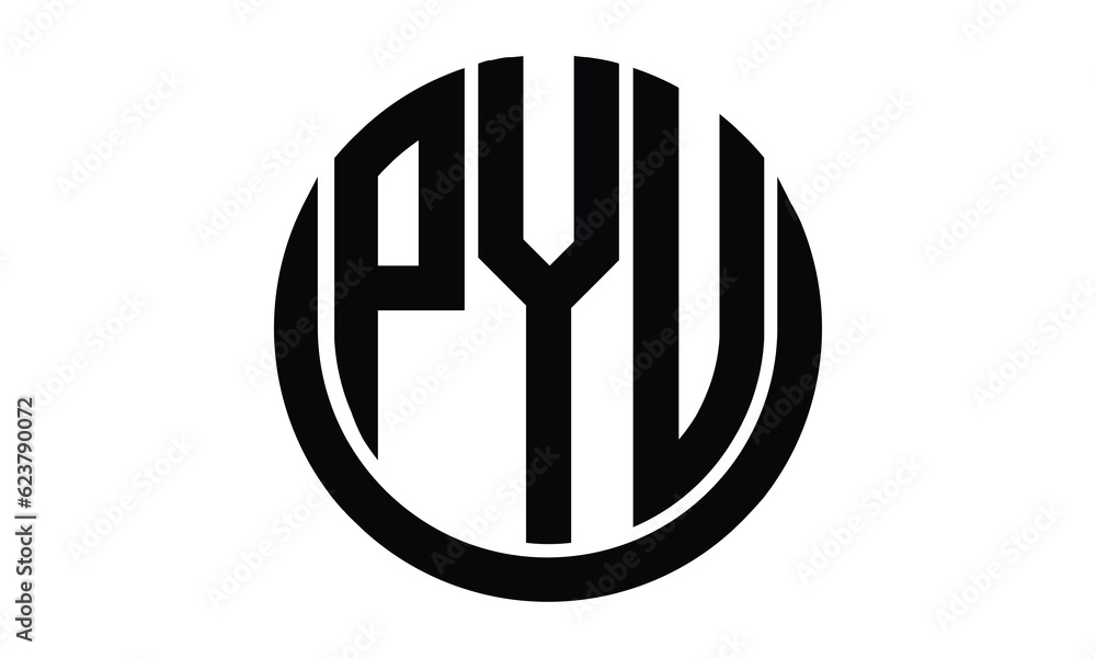 PYU shield in circle logo design vector template. lettermrk, wordmark ...