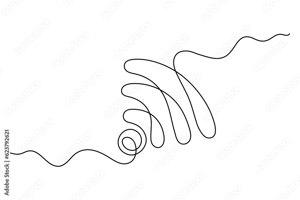 WI-FI signal one line art,hand drawn internet hotspot,access point ...