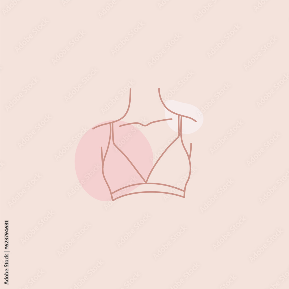 Woman body. Female breast outline in swimsuit or underwear. Hand drawn ...