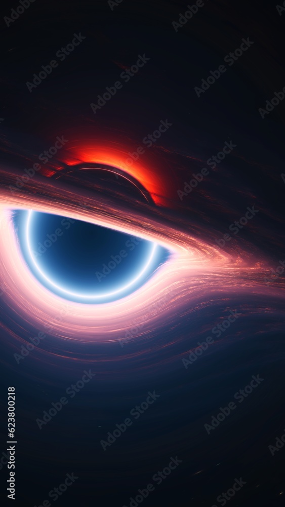Interstellar black hole in outer cosmos. Giant singularity with glowing ...