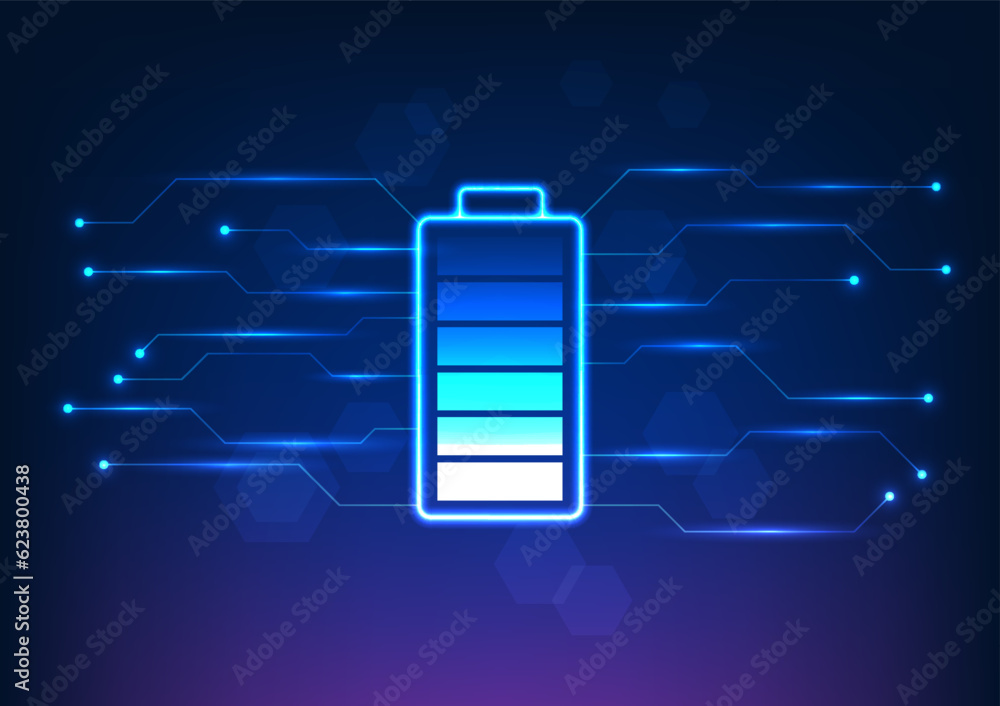 Battery technology is connected to the circuit. It is a vector ...