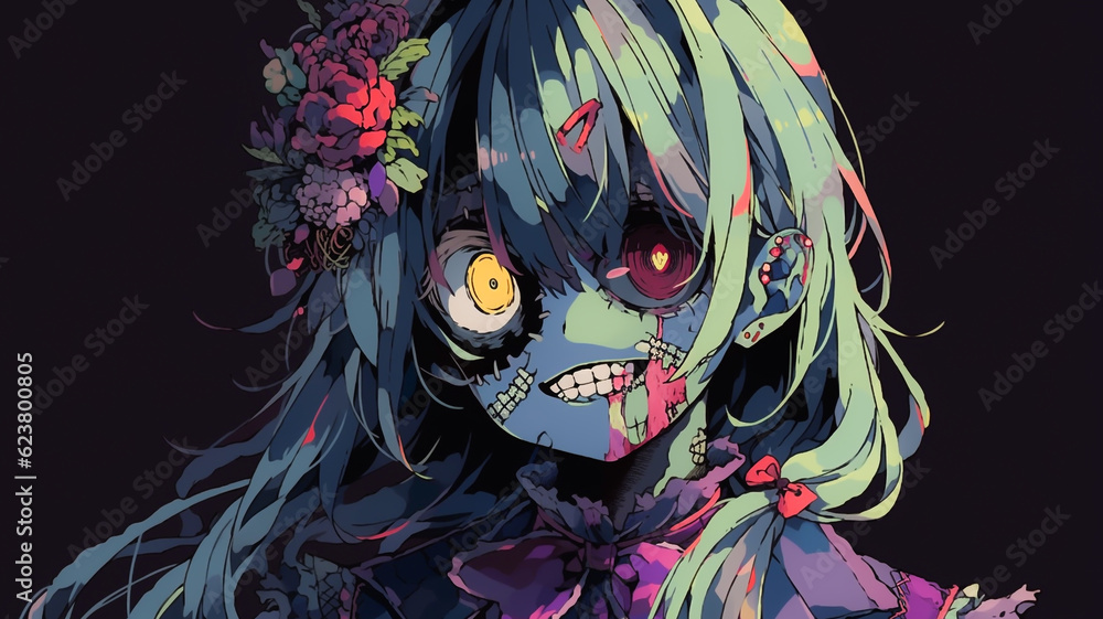 Cartoon zombie character, crazed and feral ravenous undead. Created ...