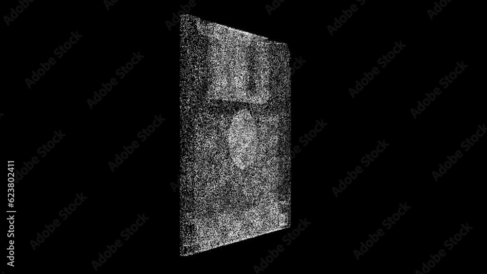 3D Floppy disk rotates on black bg. Old Technology. Analog media ...