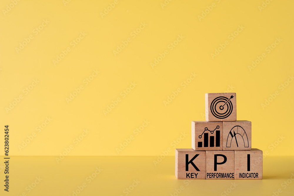 Key Performance Indicator(KPI) concept.,KPI text and icon on wooden ...