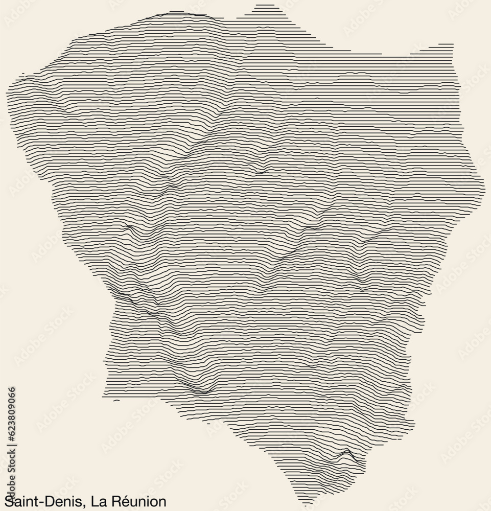 Topographic relief map of the city of SAINT-DENIS (LA RÉUNION), FRANCE ...