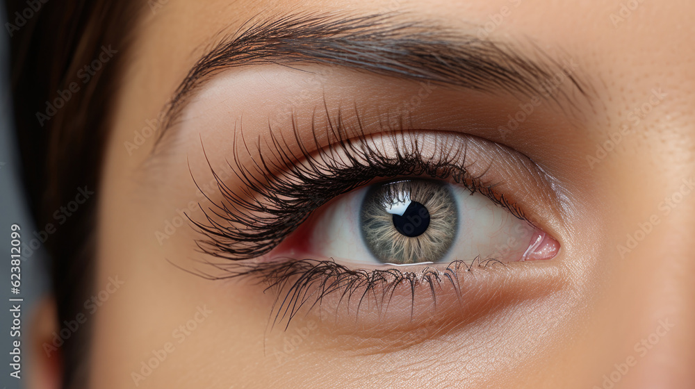 An up-close view showcasing the intricate details of eyelash extensions ...