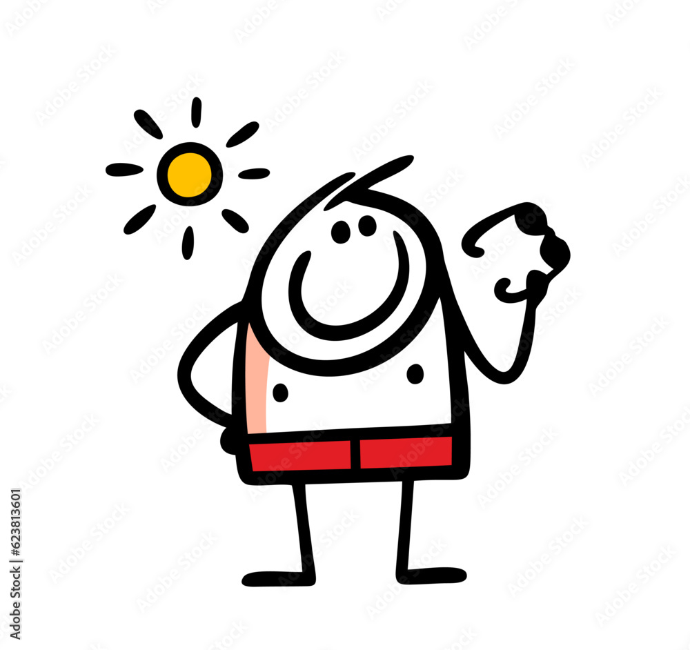 Cool stick figure playboy on the beach took off his sunglasses and ...