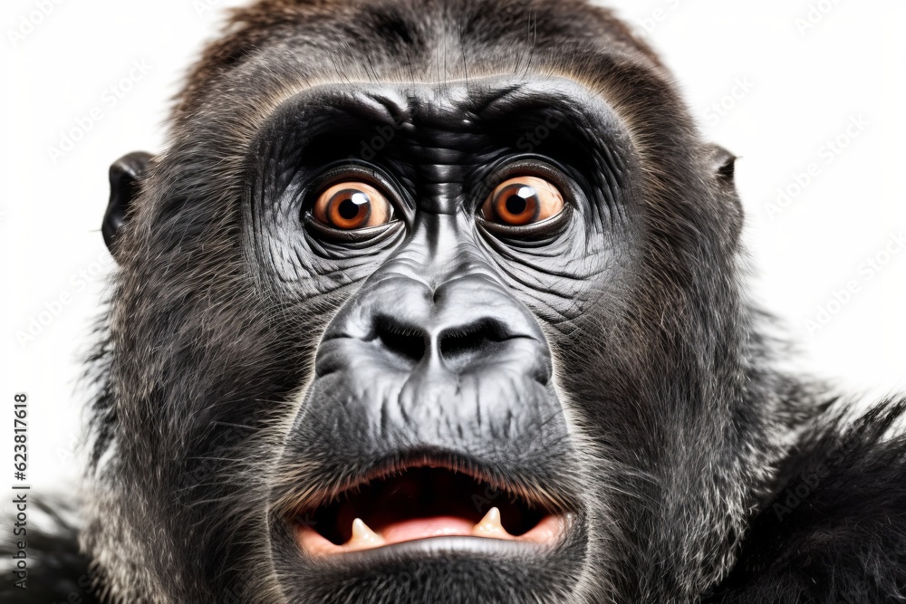 Shocked funny gorilla close up meme face. Generative AI. Stock ...