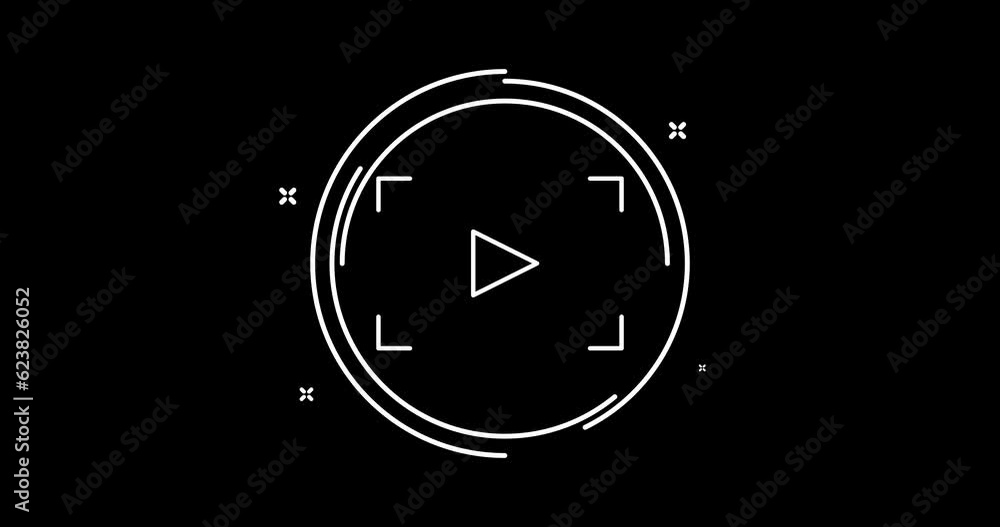 play button animated outline icon with alpha channel. augmented reality ...