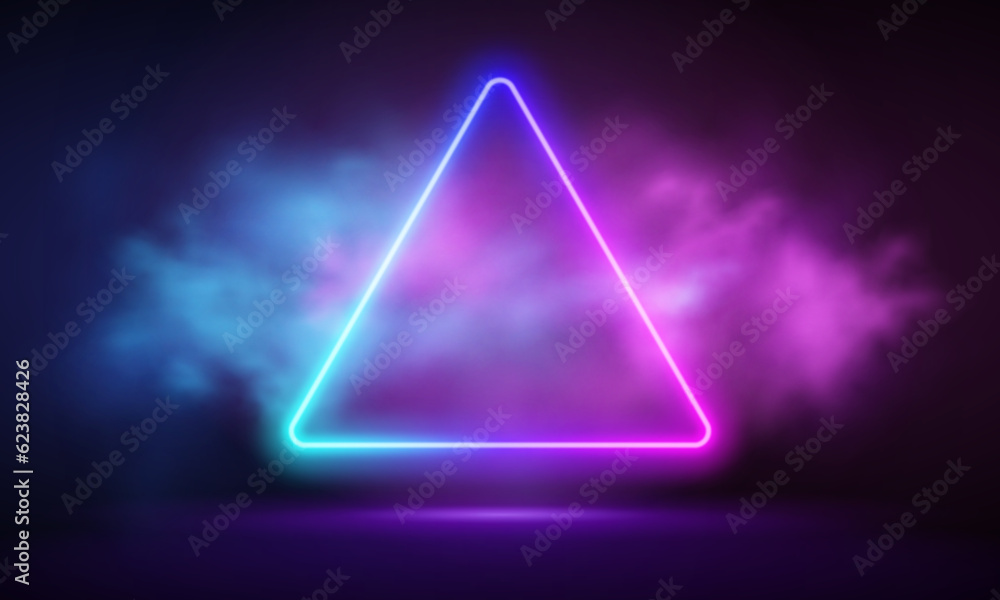 Vetor de Glowing neon pink triangle with vibrant fog abstract ...