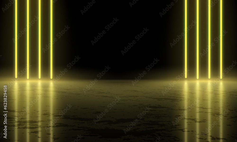 Abstract realistic blue 3d room pedestal podium. Sci-fi dark abstract ...