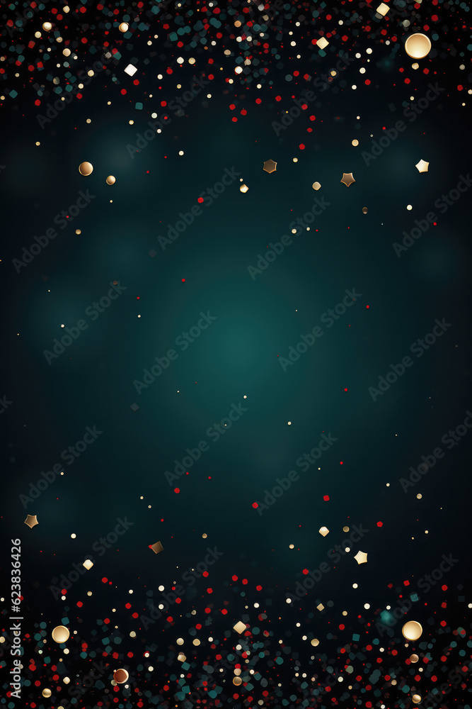 A Dark Green Background With Gold And Red Confetti. Dark Green ...
