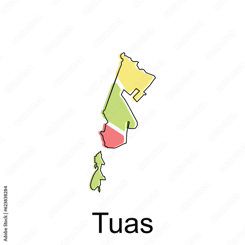 map of Tuas vector design template, national borders and important ...