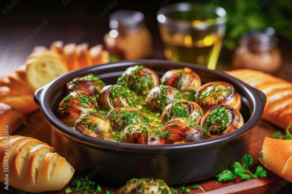 Escargots à la Bourguignonne, tender snails cooked in garlic butter and ...