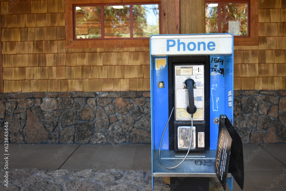 old telephone phone booth in nature Stock Photo | Adobe Stock