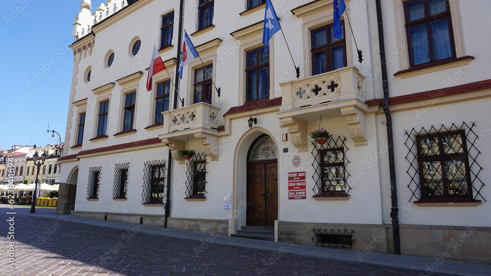 Rzeszow, Poland - May 31, 2023: Town hall. A historic building with neo ...