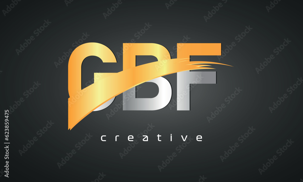 GBF Letters Logo Design with Creative Intersected and Cutted golden ...
