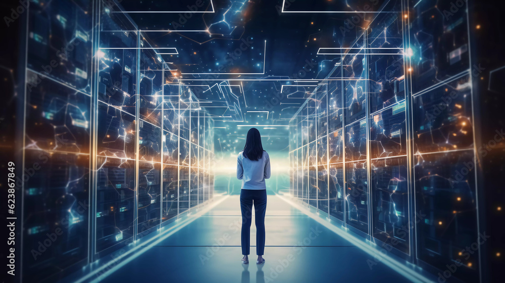 Digital graphics Futuristic 3D Concept, Big Data Center , Woman Chief Technology Officers ...