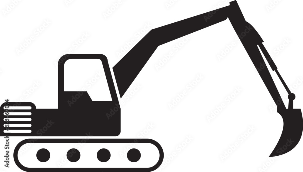 Excavator sign. Construction equipment signs and symbols. Stock Vector ...
