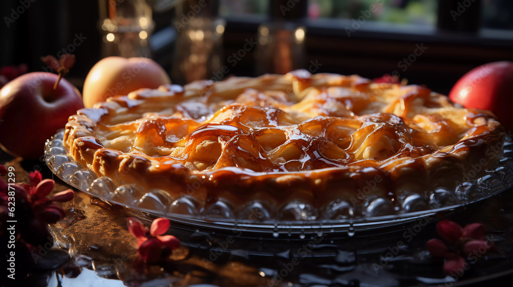 Apple Pie on the Sideboard, created with Generative AI Technology Stock ...