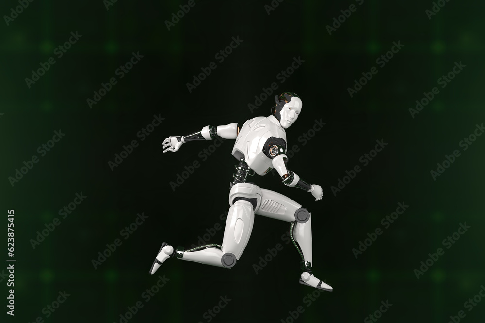 3d rendering of Mechanical Minds, AI robots amid a web of complex ...