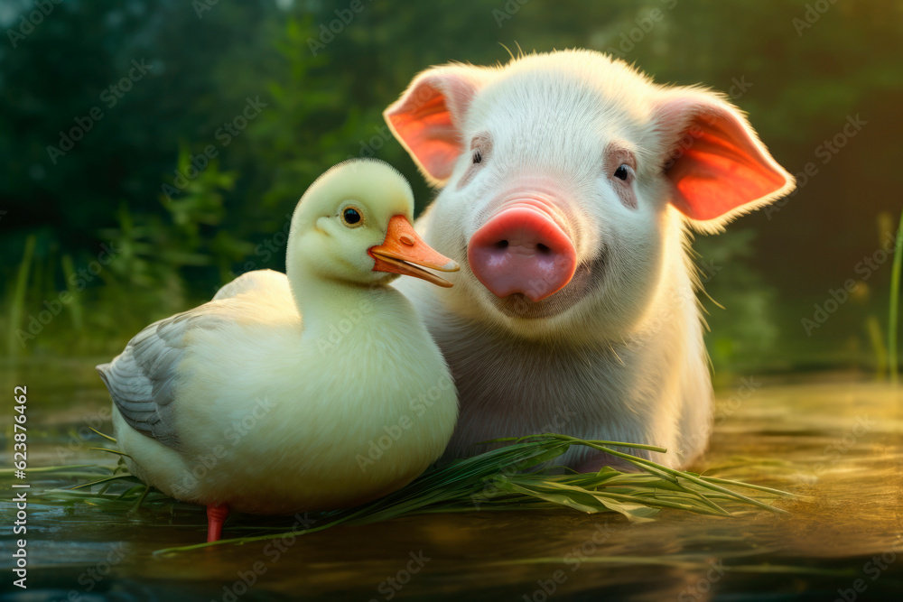 Goose and pig are best friends. Design for International Friendship Day ...