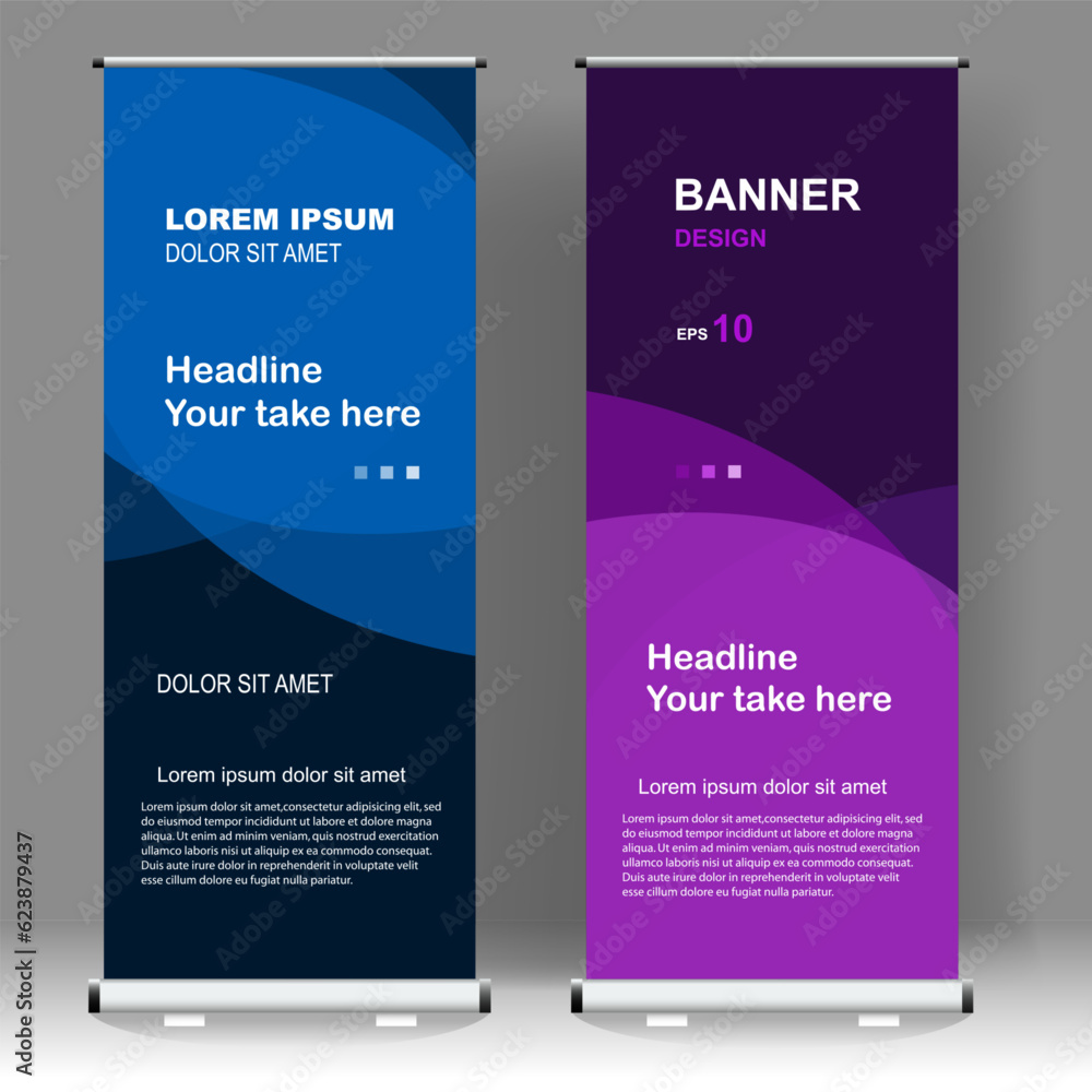 Poster Business Roll up banner vertical template design, for brochure ...