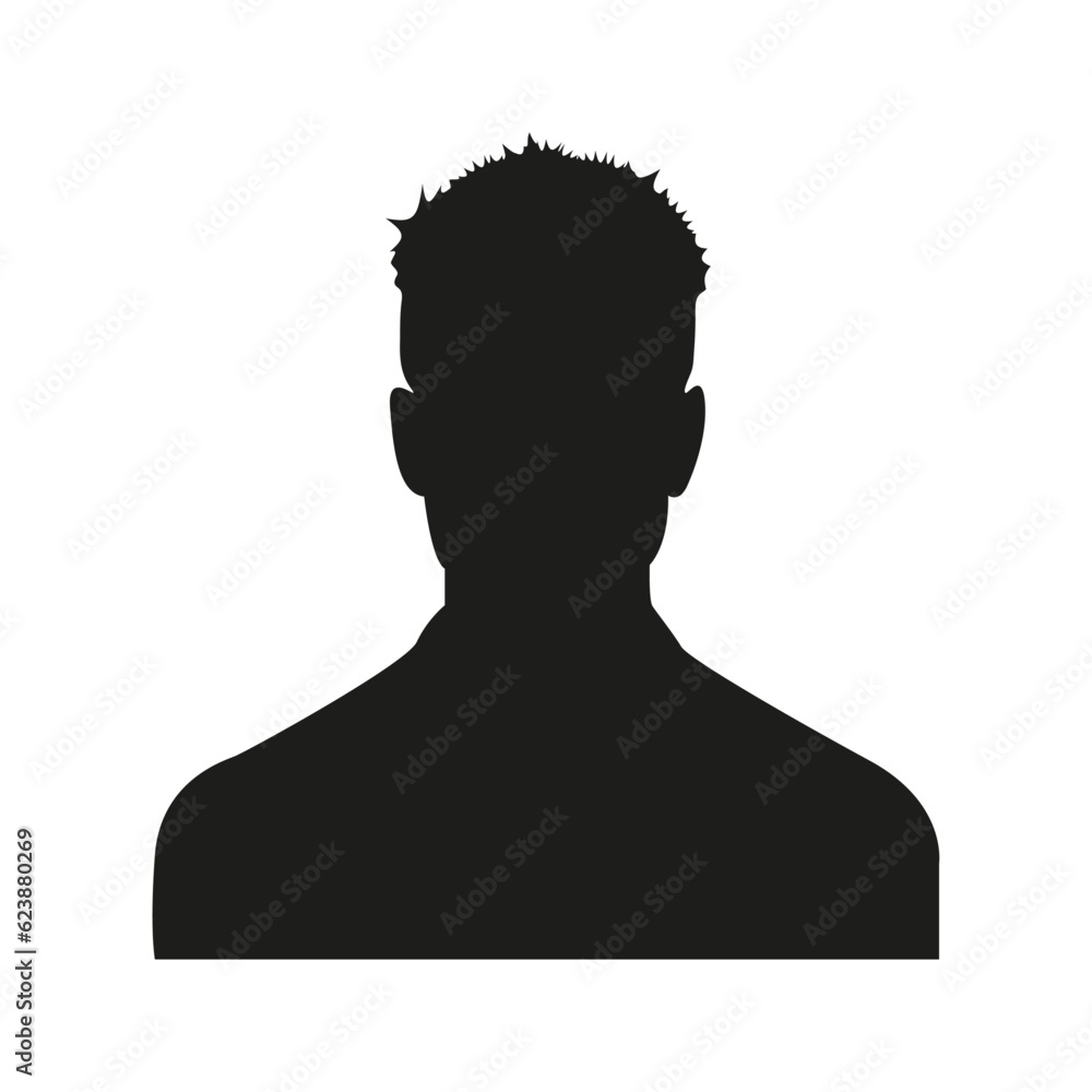 Vector flat illustration in black color. Avatar, user profile, person ...