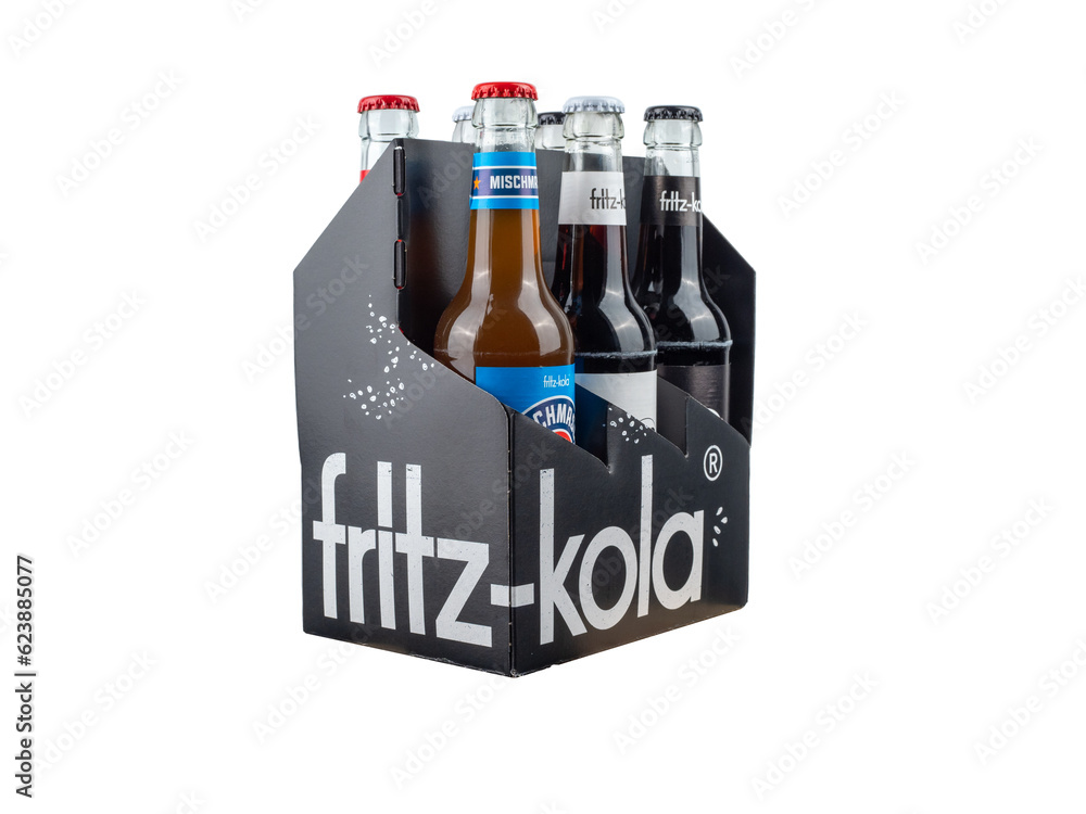 Berlin, Germany, July 15, 2023 Fritz Kola drink on a white background ...