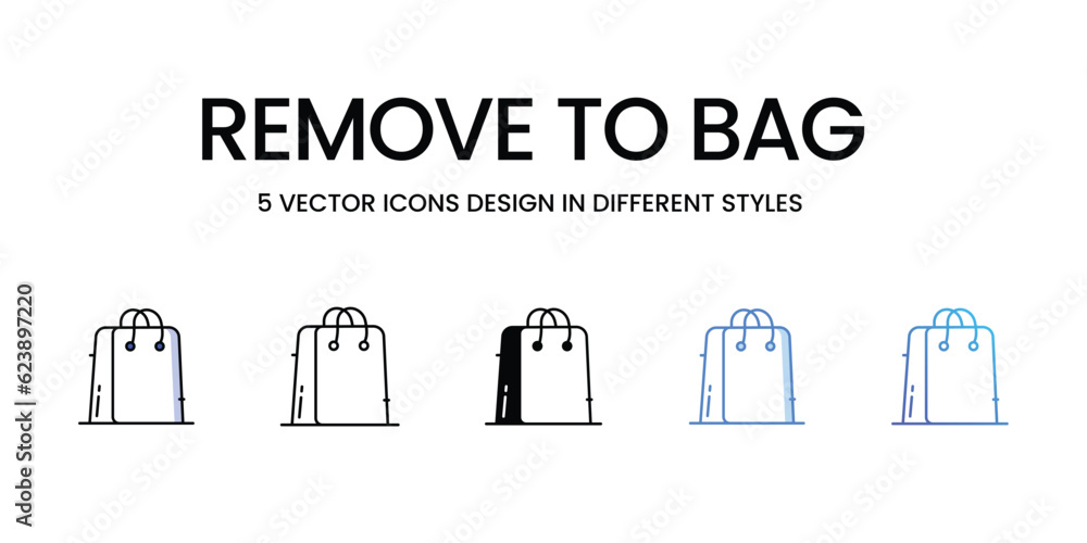 Remove To Bag Icon Design in Five style with Editable Stroke. Line ...