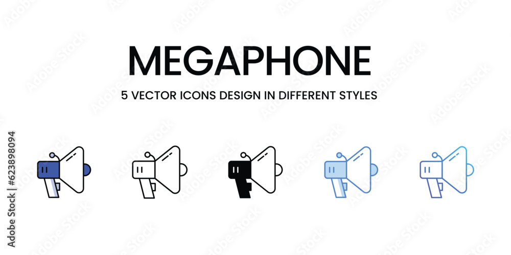 Megaphone Icon Design in Five style with Editable Stroke. Line, Solid ...