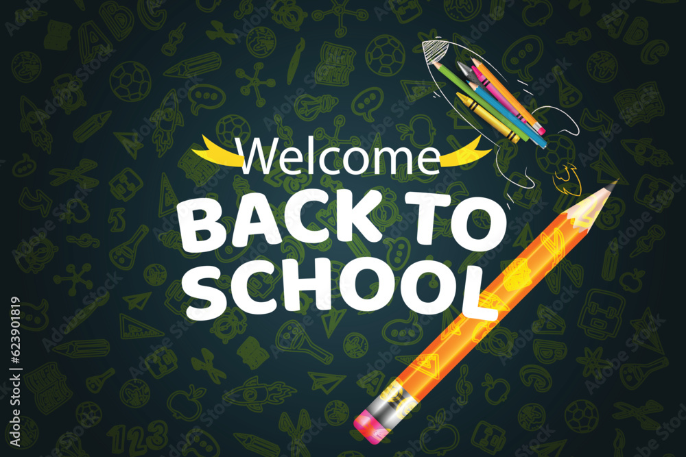 Free vector hand drawn and realistic back to school wallpaper Stock ...